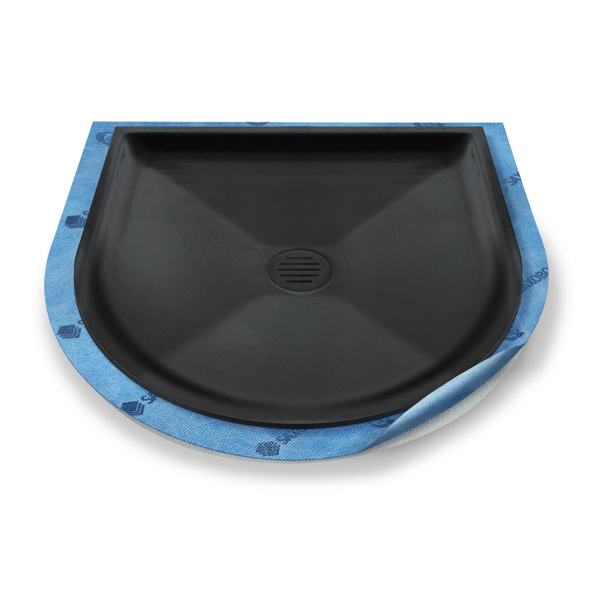 Deep shower tray with square drain semi-circular, solid surface | Saxoboard