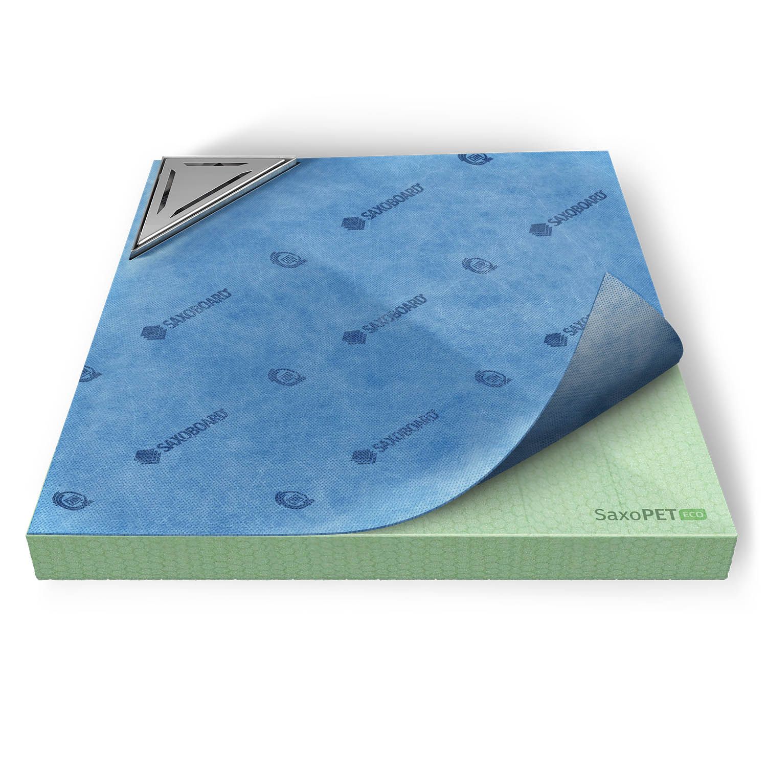 Wet room shower tray with linear corner drain | Saxoboard