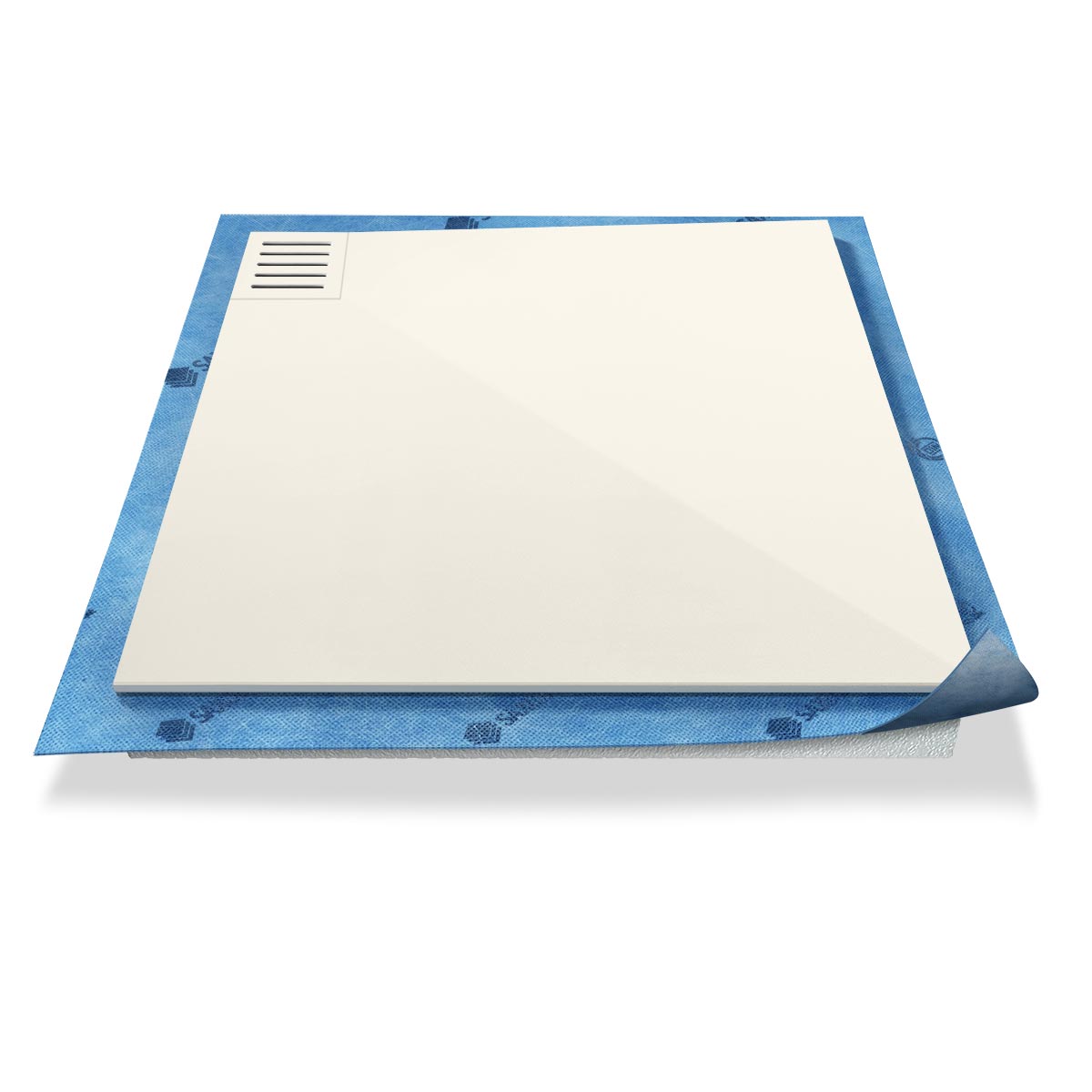 Shower tray with corner drain, solid surface | Saxoboard